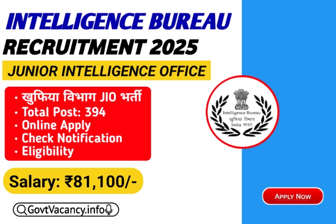 IB JIO Recruitment 2025 – Apply Online for 394 Junior Intelligence Officer Posts